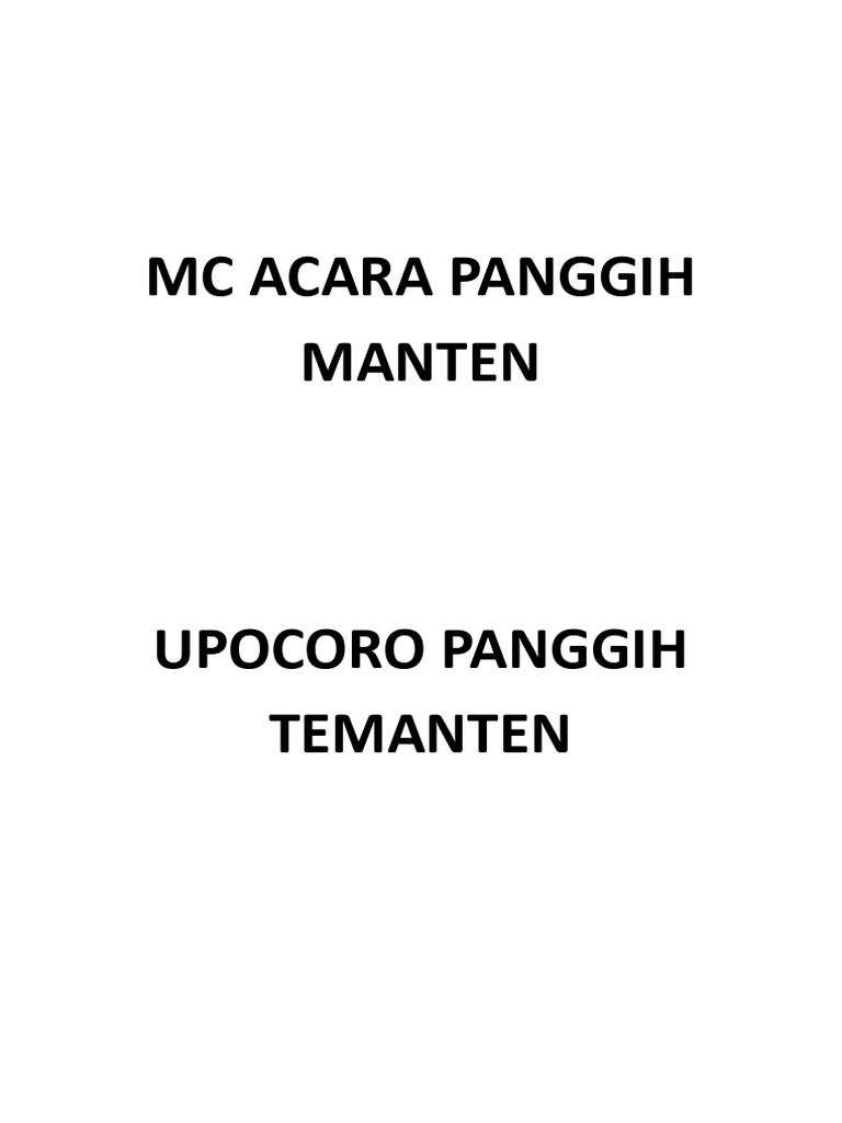 MC Acara Panggih Manten Sedikit | PDF