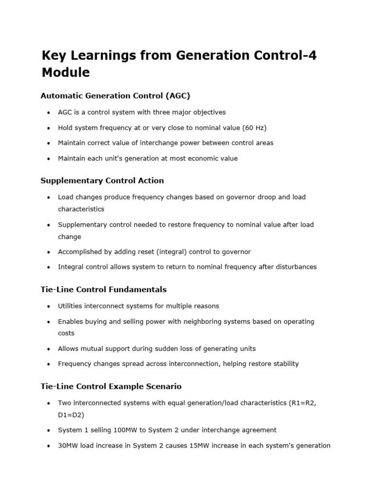 Key Learnings From Generation Control-4 Espinosa | PDF | Electric Power ...