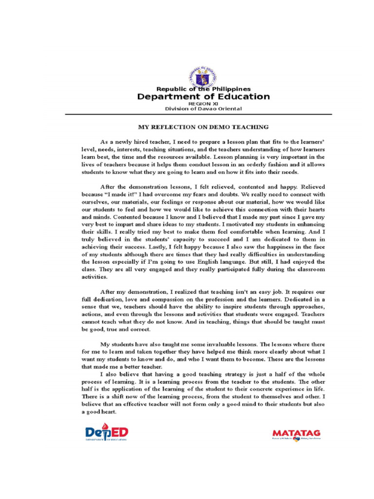 Reflection On Teaching | PDF