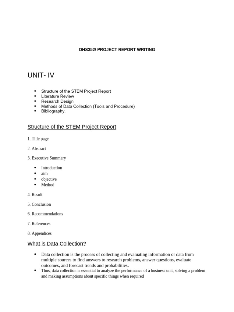 STEM Project Report Writing Guide | PDF | Data | Focus Group