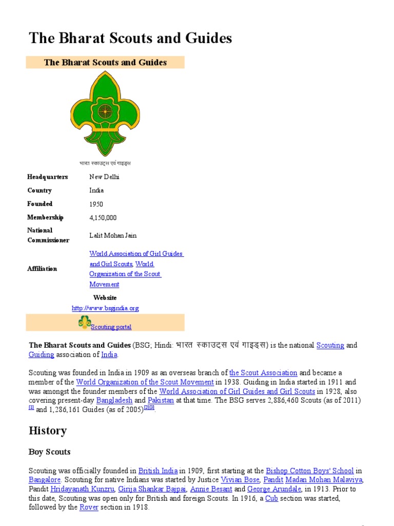 The Bharat Scouts and Guides | PDF | Scouting And Guiding | Outdoor ...