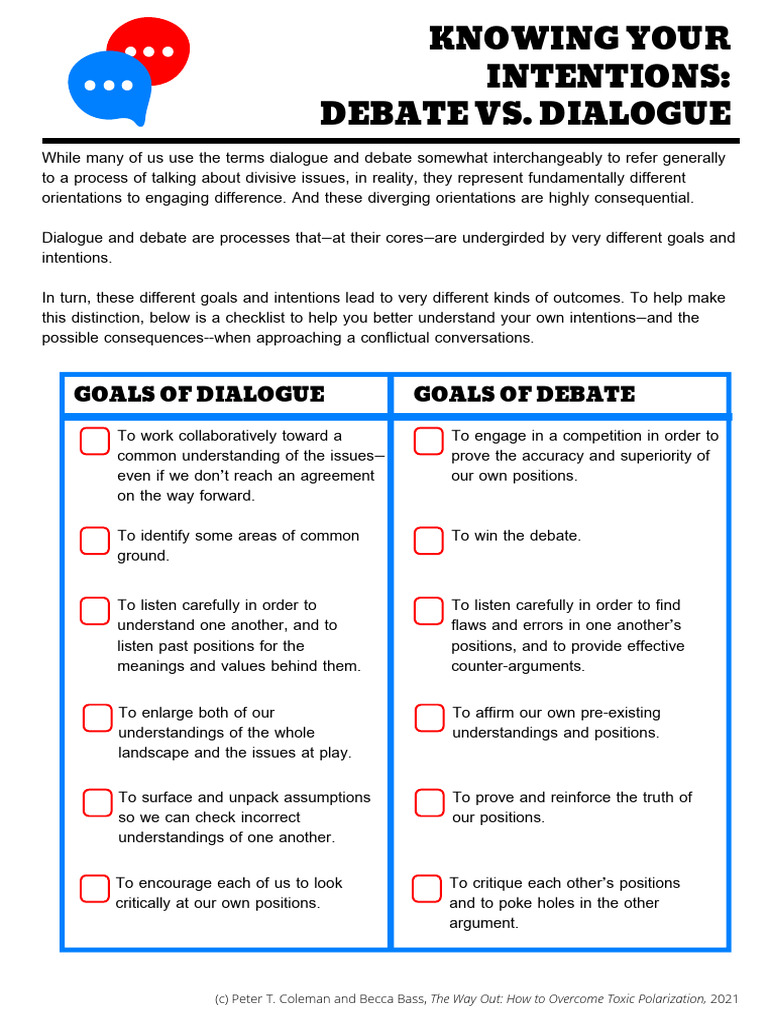 Understanding Debate vs. Dialogue Goals | PDF | Human Communication ...