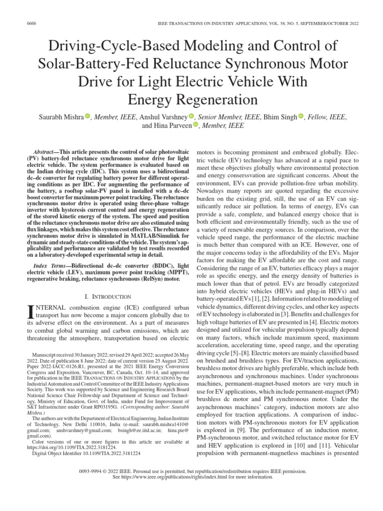 Driving-Cycle-Based Modeling and Control of Solar-Battery-Fed ...