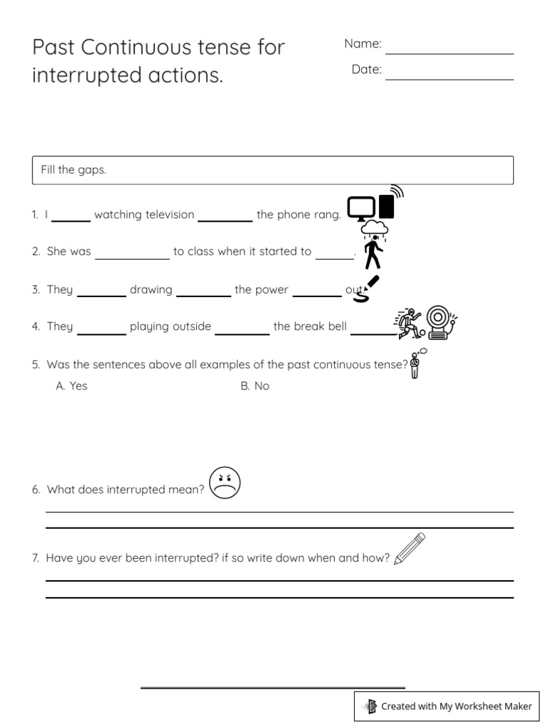 Past Continuous Tense Exercises | PDF