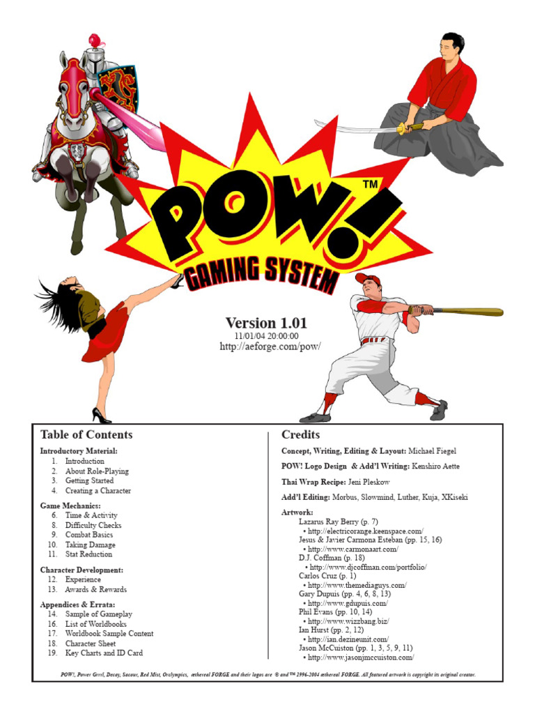 POW! Core Rules for Action RPGs | PDF | Role Playing Games