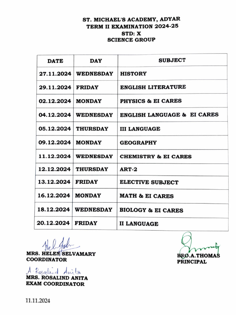 X STD Term II Exam Science Group | PDF
