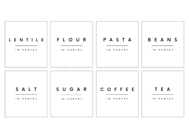 White Minimalist Modern Printable Square Pantry Sticker Labels A4 | PDF