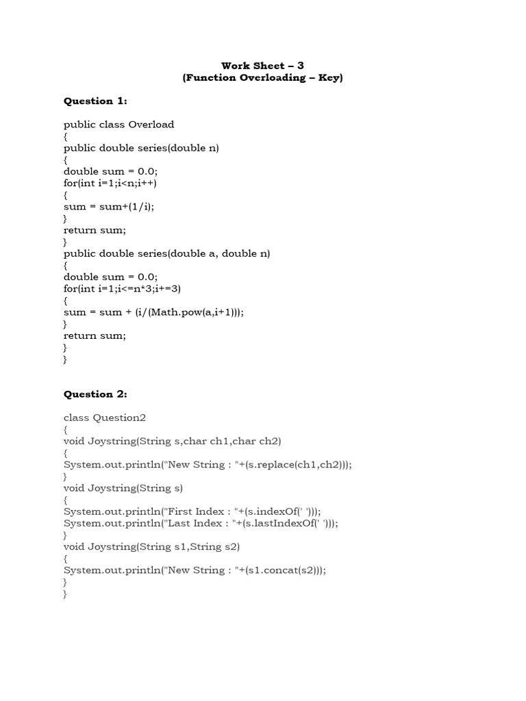 Function Overloading in Java Examples | PDF | Computer Programming | C++