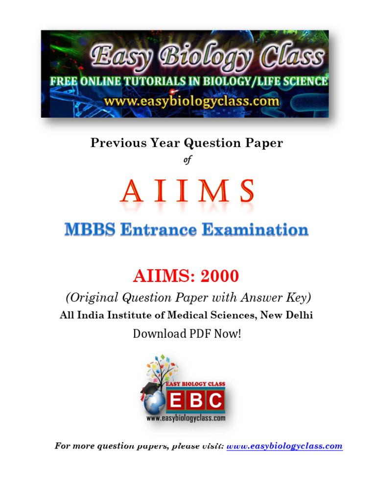 AIIMS Medical Entrance Solved Question Paper 2000 | PDF | Electron ...