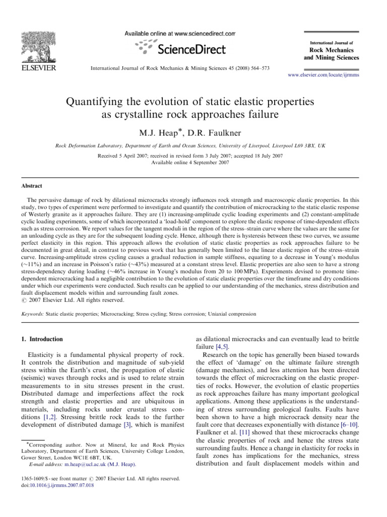 Quantifying The Evolution of Static Elastic Properties As Crystalline ...