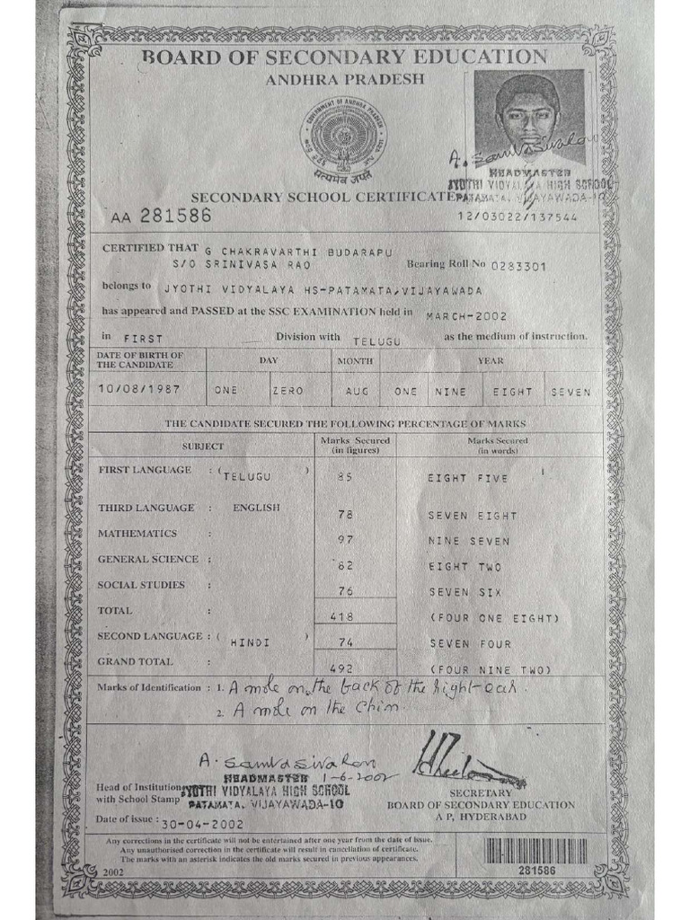 10th Certificate | PDF