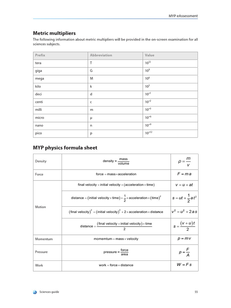 MYP Sciences eAssessment Guide | PDF | Velocity | Force