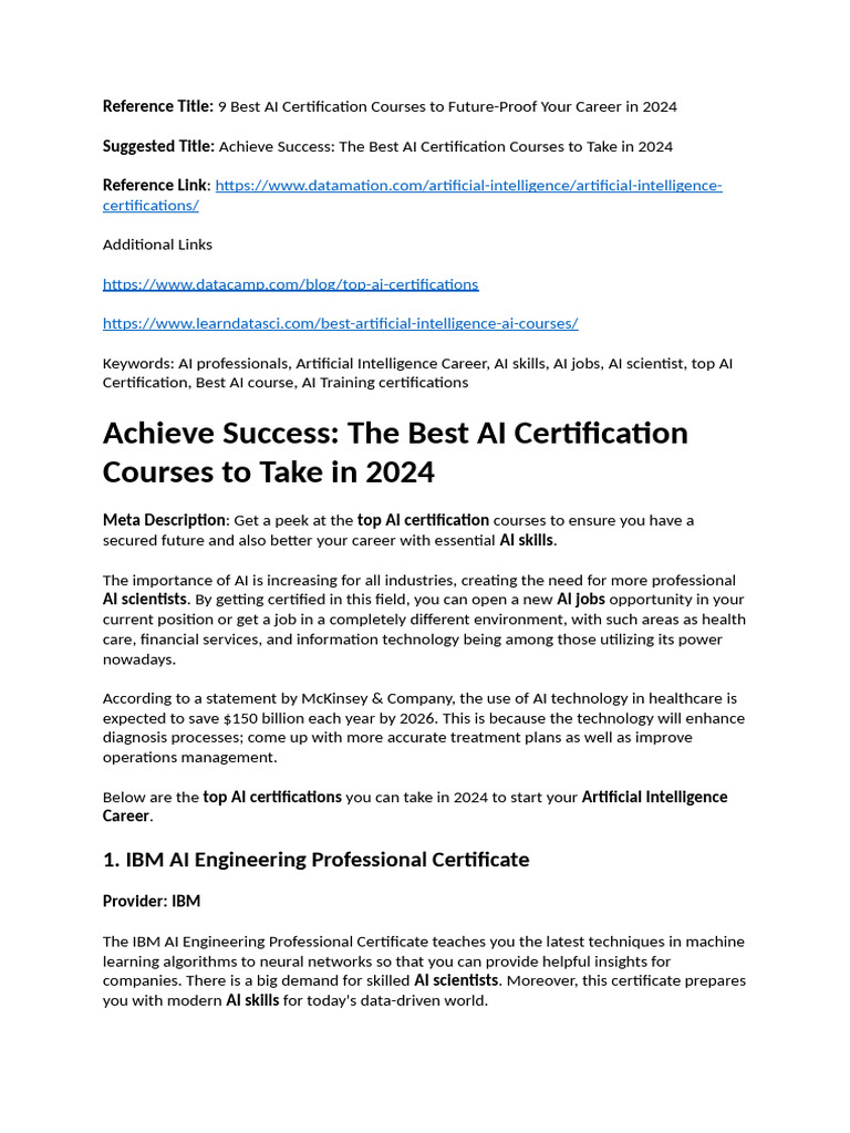 Achieve Success - The Best AI Certification Courses To Take in 2024 ...