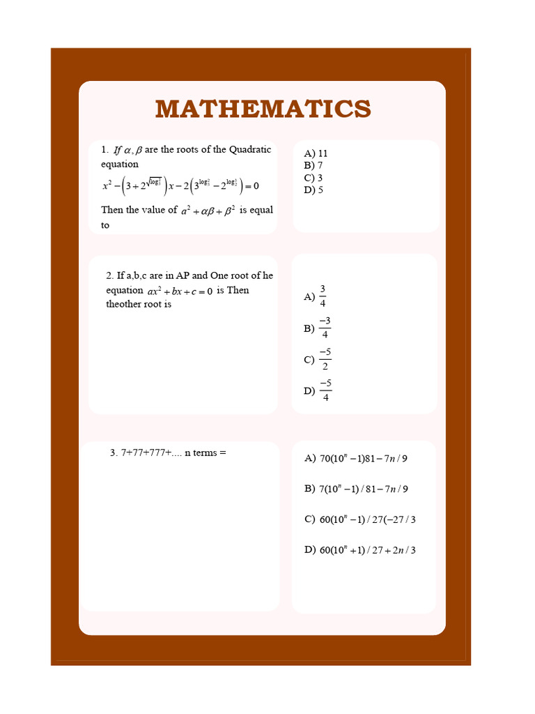Advanced Quadratic and Geometry Problems | PDF | Circle | Quadratic ...
