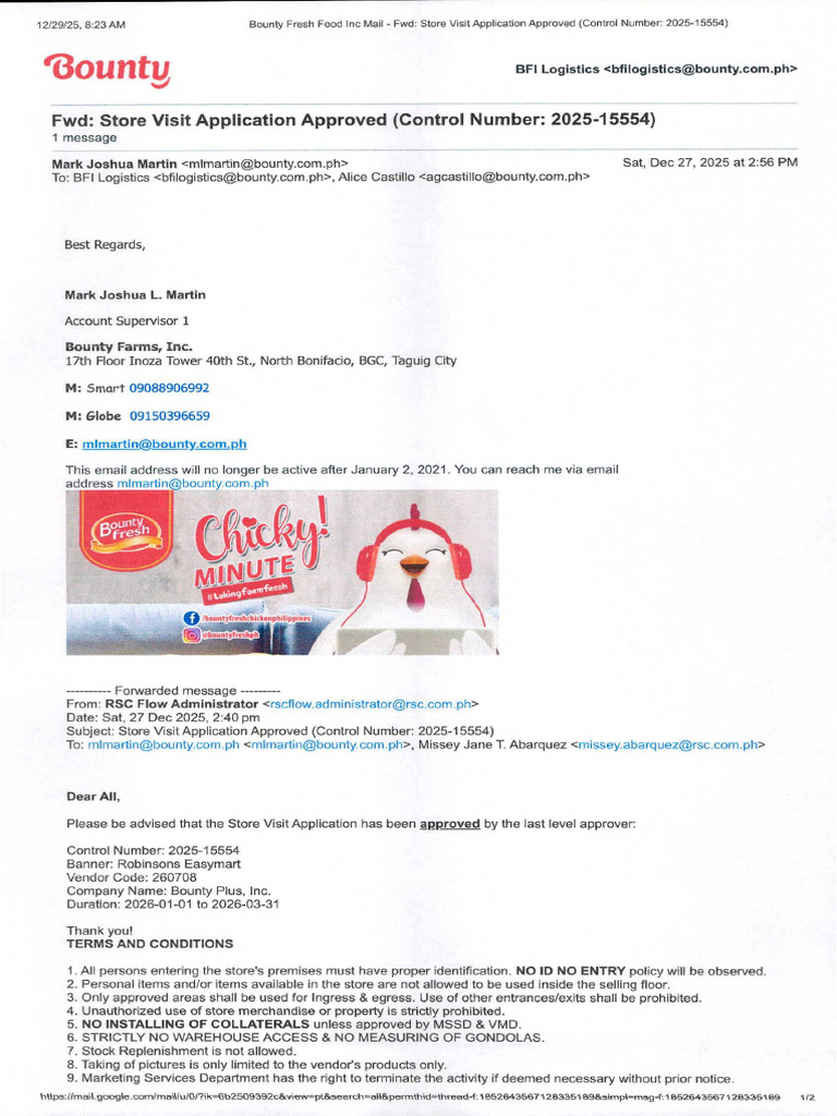 Store Visit Application Approved Notice | PDF | Service Industries ...