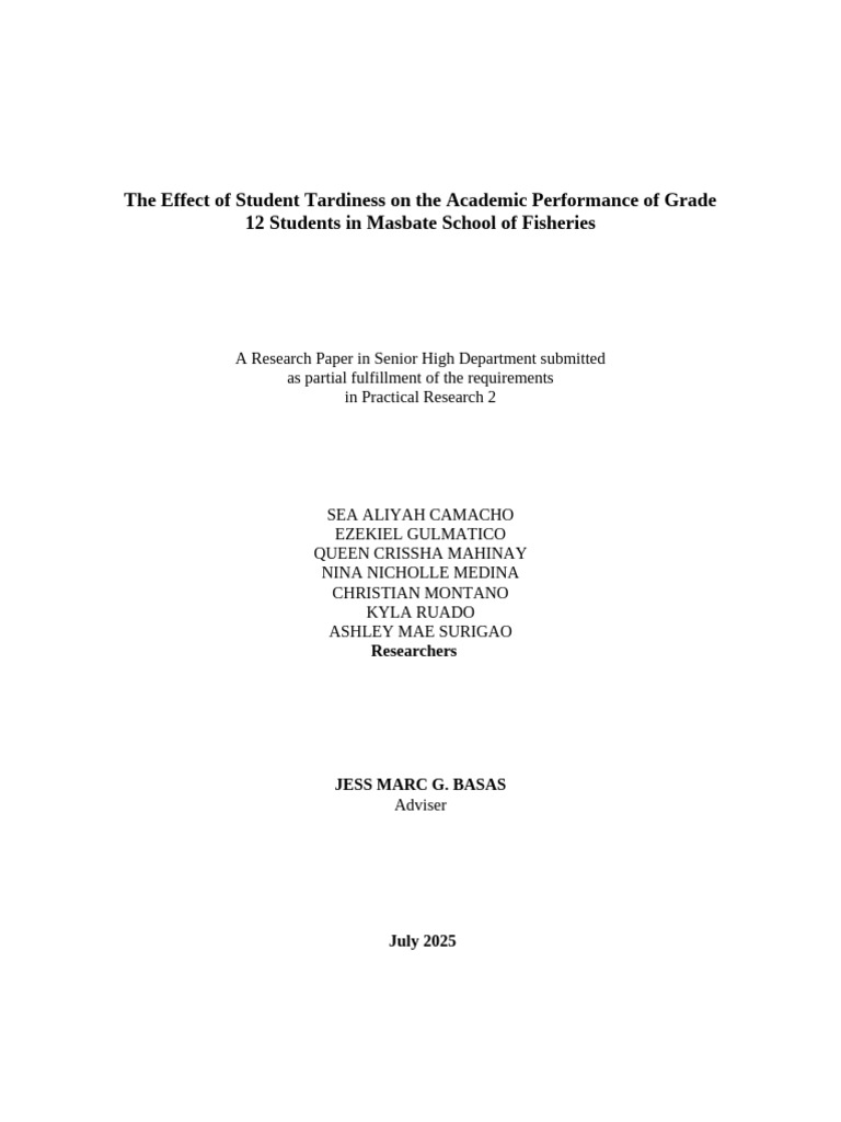 Impact of Tardiness on Grade 12 Performance | PDF | Quantitative ...