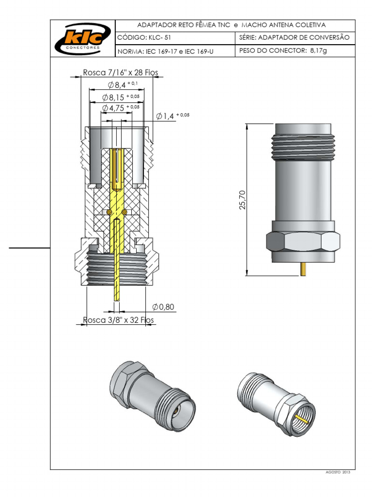 Adaptador de Conversão Tnc Fêmea x f Macho Klc-51 | PDF