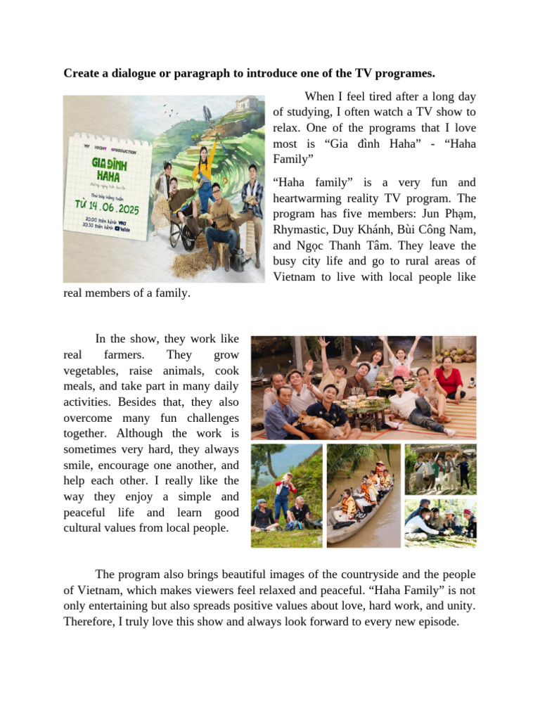 Introducing A TV Programme - HaHa Family | PDF