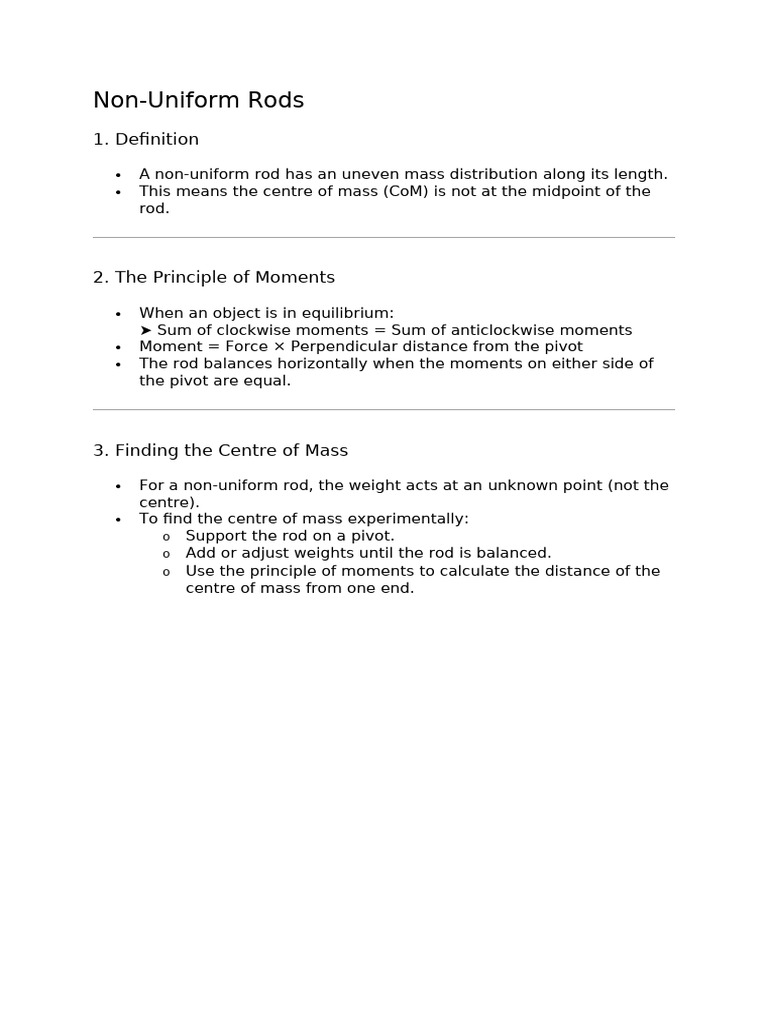 Understanding Non-Uniform Rods and CoM | PDF