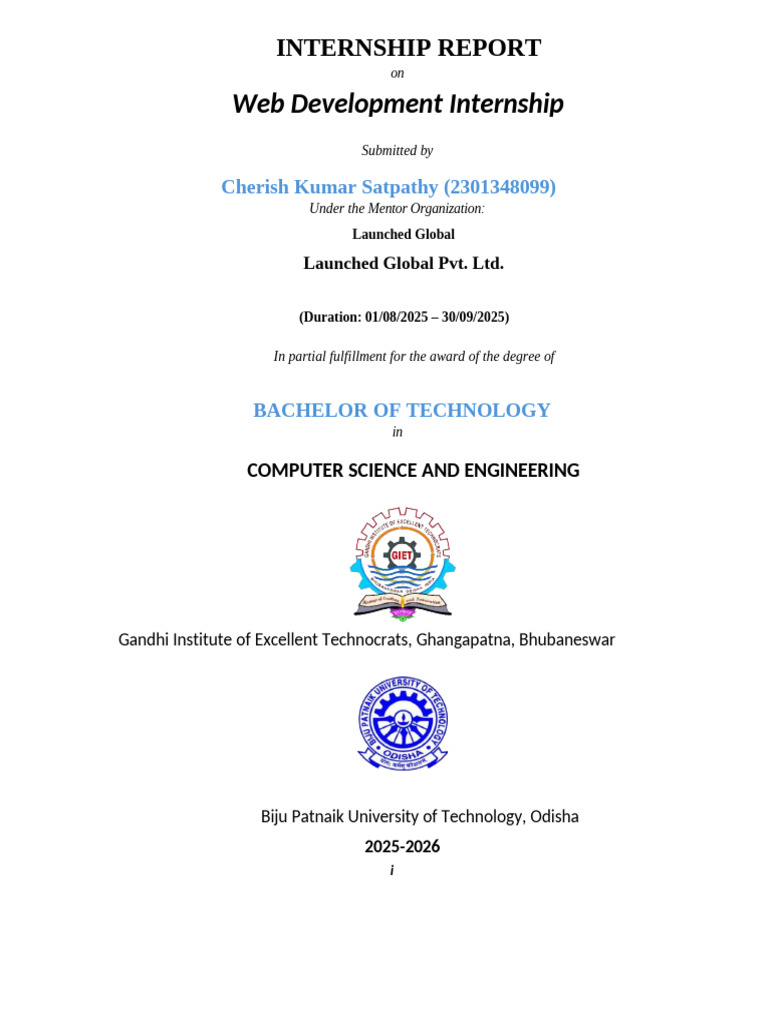 Internship Report Gyana1 | PDF | Html | Websites