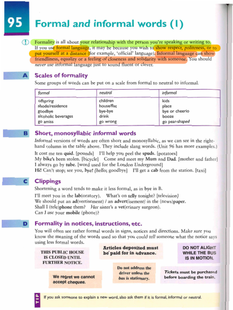 Suggested Answers For Worksheet On Colloquialism, Slang and Informal ...