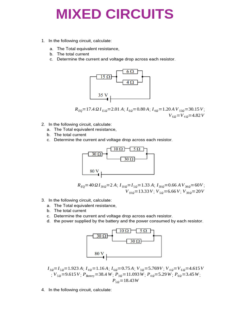 Circuit Analysis: Resistance & Current Calculations | PDF