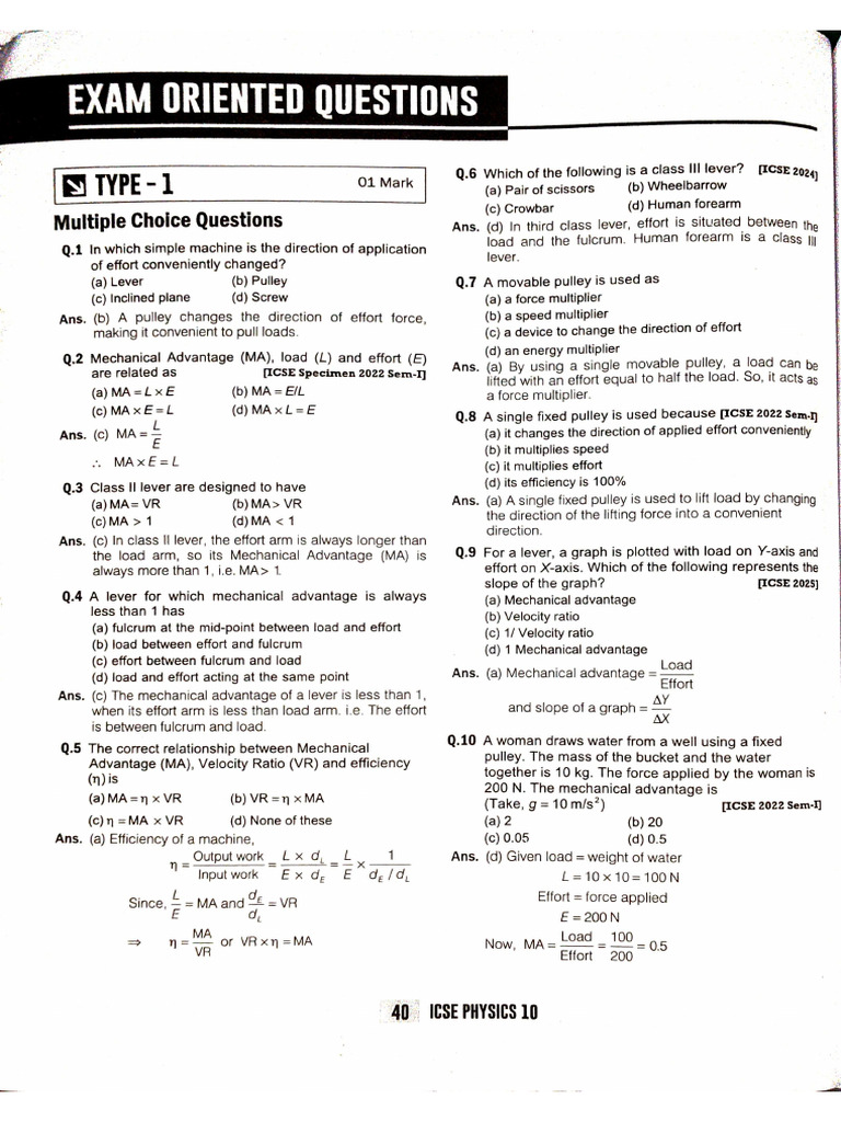 Icse Physics 10 Machines | PDF