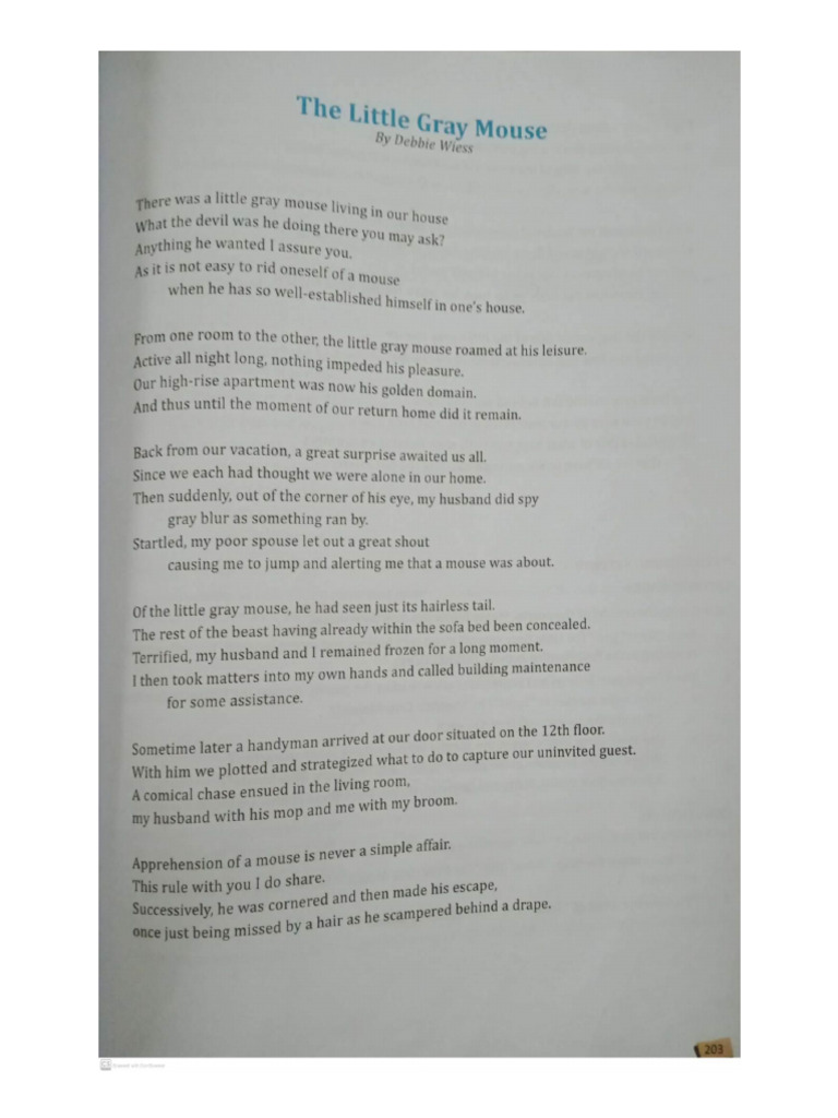 The Little Gray Mouse - Poem | PDF