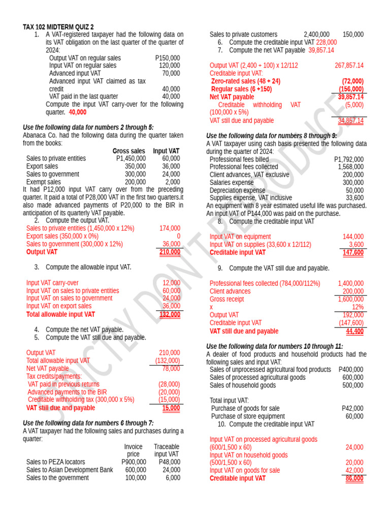 VAT Computation and Carry-Over Guide | PDF | Value Added Tax | Taxes