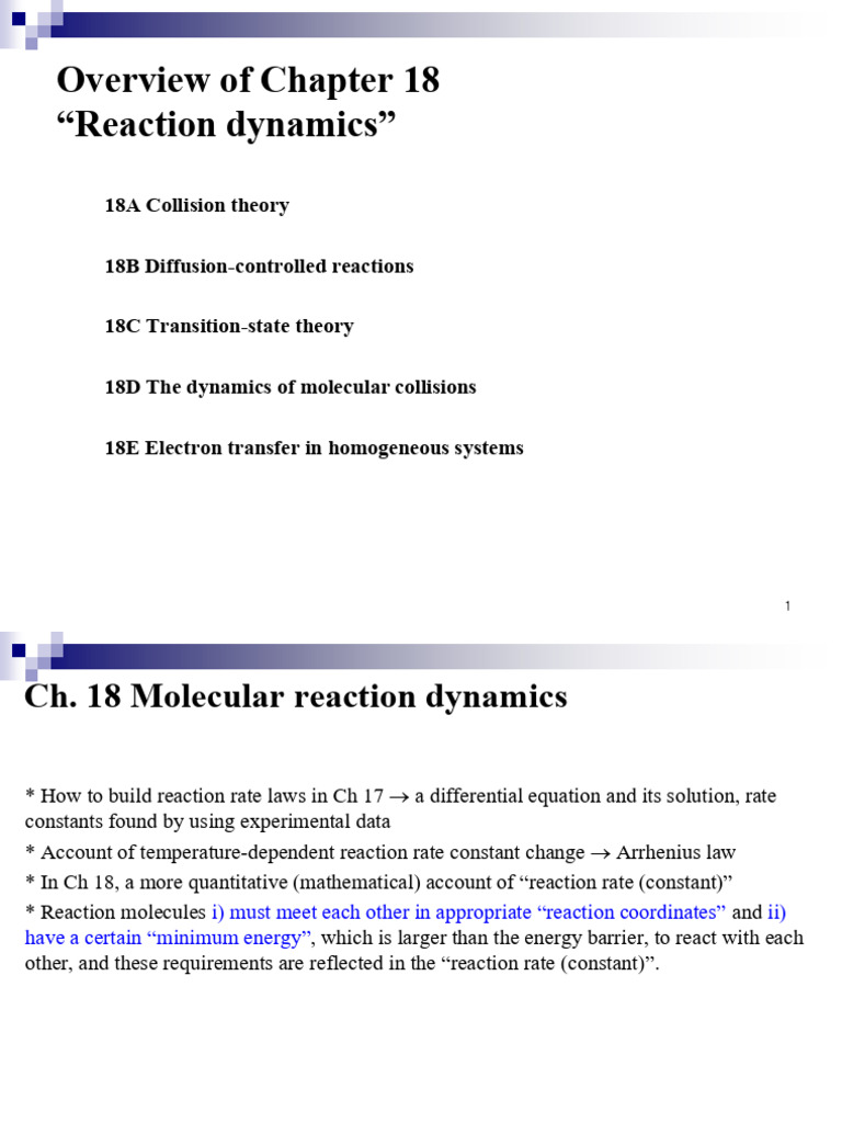 Molecular Reaction Dynamics Overview | PDF | Reaction Rate | Reaction ...