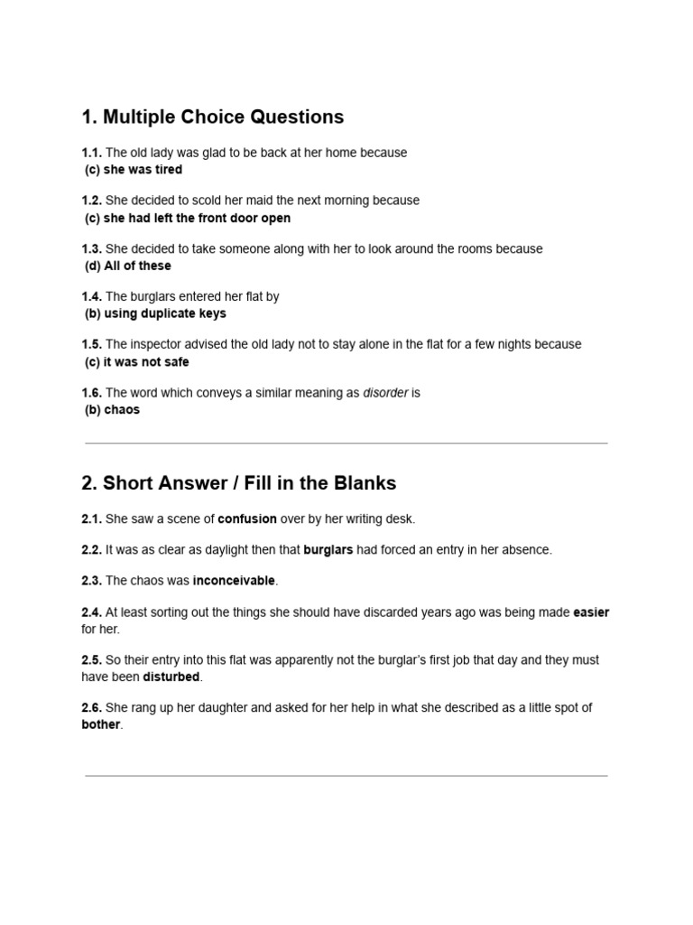 Multiple Choice & Short Answer Exercises | PDF