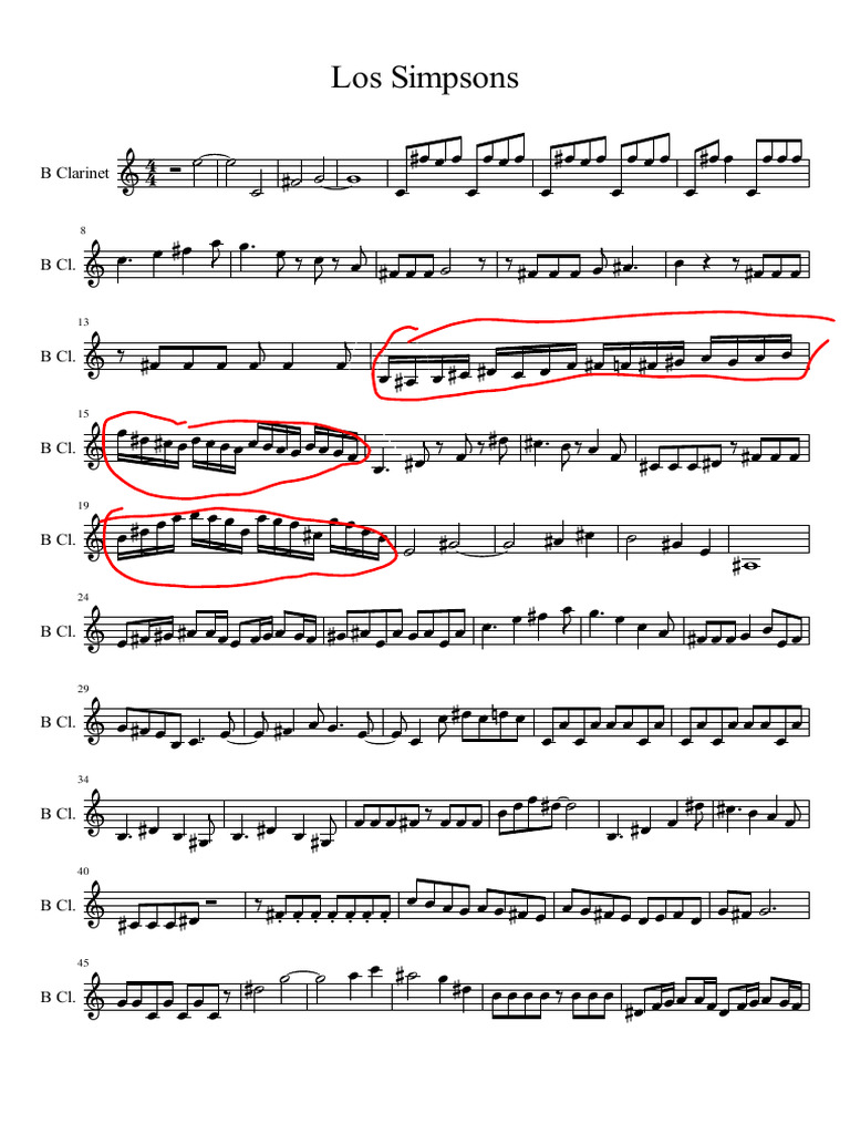 Los Simpsons B Clarinet Sheet Music | PDF
