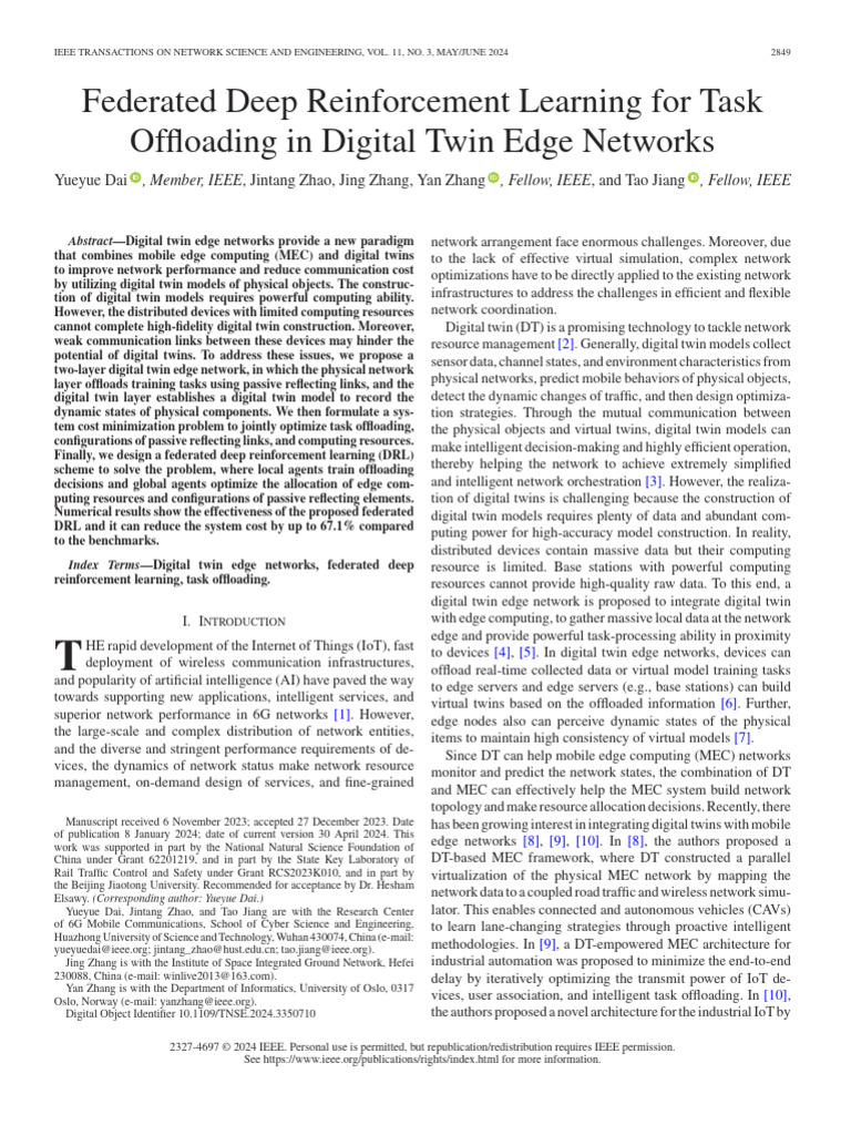 Federated Deep Reinforcement Learning For Task Offloading in Digital ...