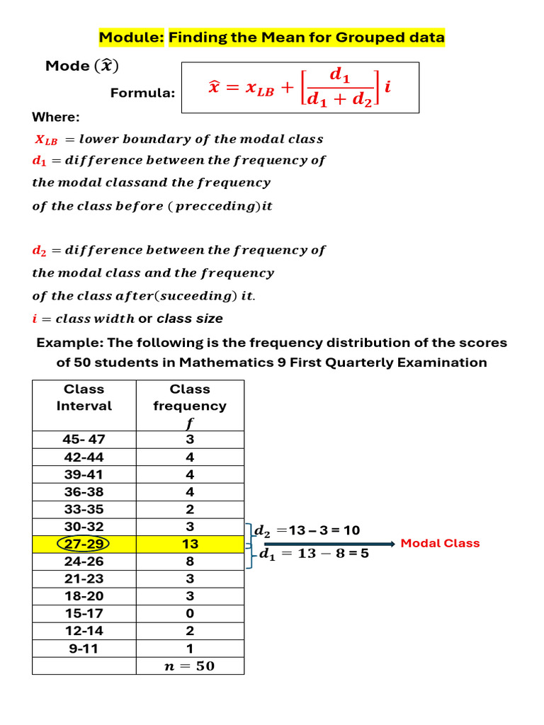 Mean and Mode Calculation Guide | PDF | Mode (Statistics)