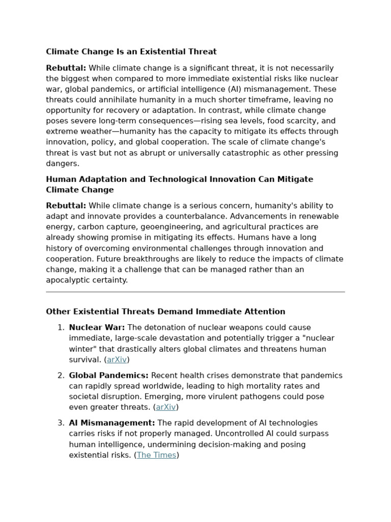 Comparing Existential Threats: Climate vs. AI | PDF | Climate Change ...