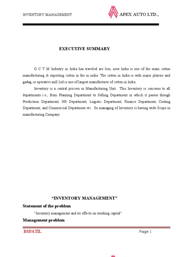 Inventory Management Project Report | PDF | Metal Fabrication | Inventory