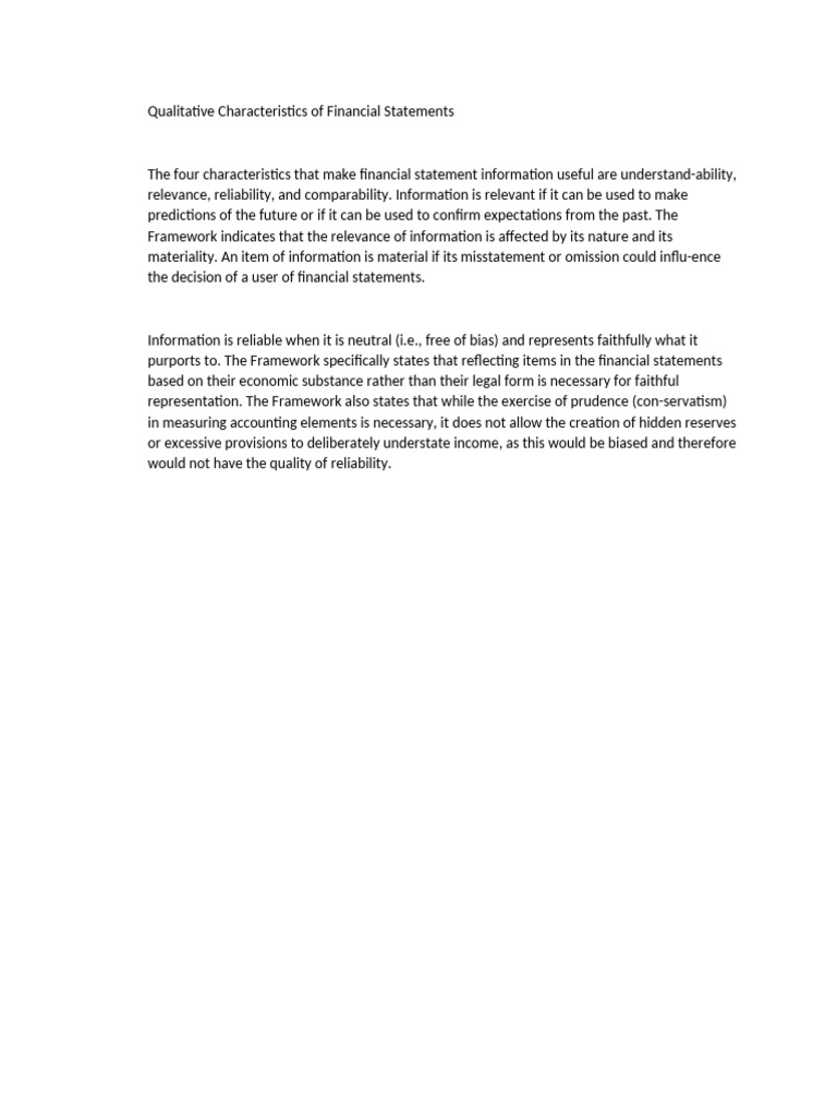 Qualitative Characteristics of Financial Statements | PDF