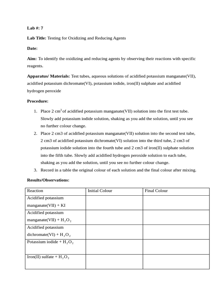 Identifying Oxidizing and Reducing Agents | PDF
