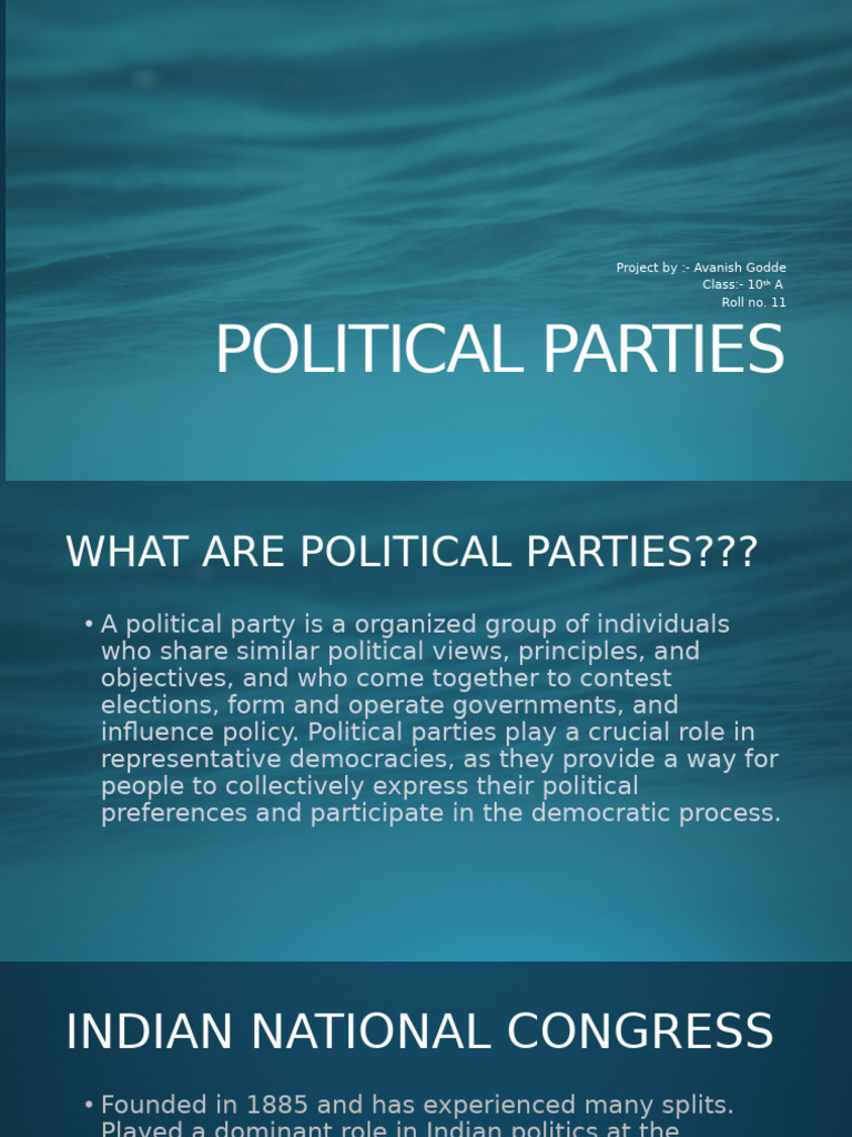 POLITICAL PARTIES Avanish Godde Roll No.11 Class 10th A | PDF | Indian ...