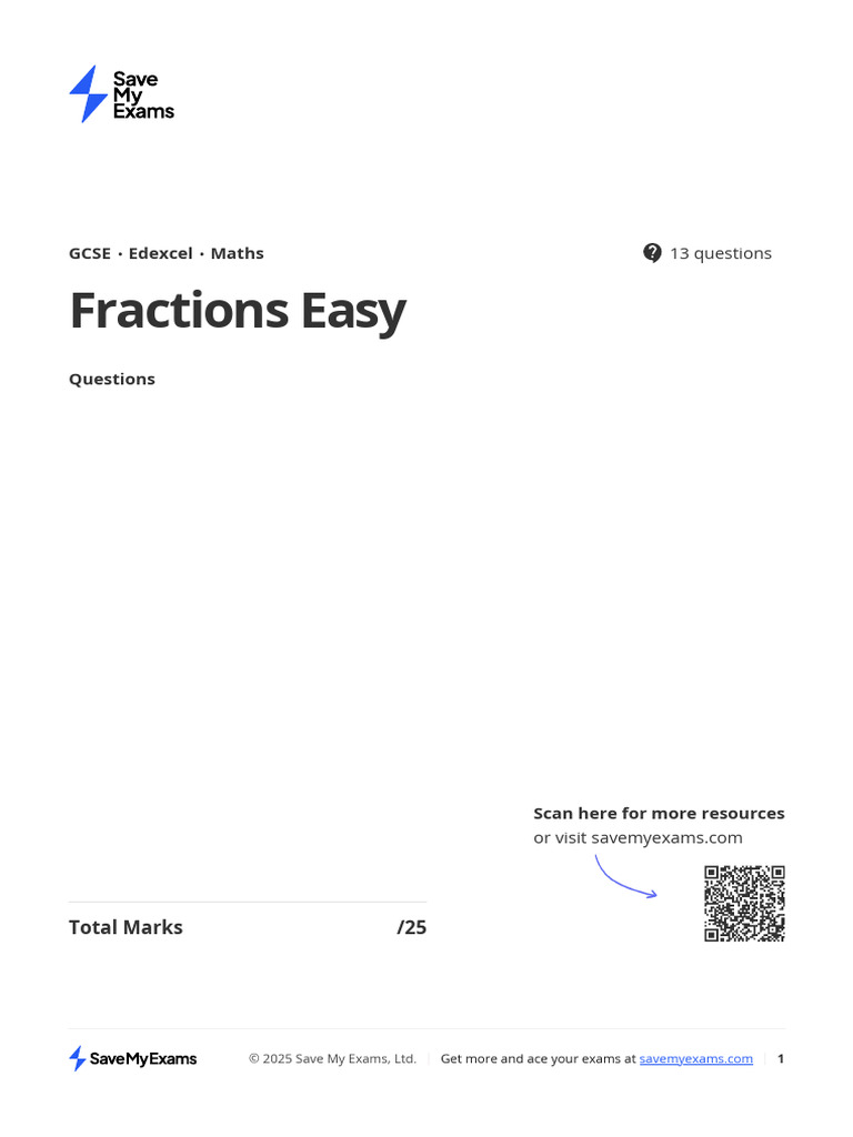 GCSE Fractions Practice Questions | PDF | Chess Theory