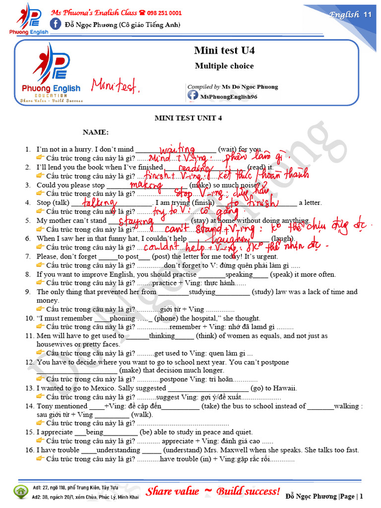 Bài CH A Mini Test | PDF
