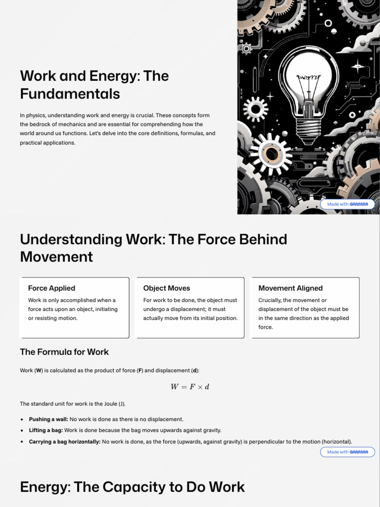 Work and Energy: Key Concepts Explained | PDF | Potential Energy | Force