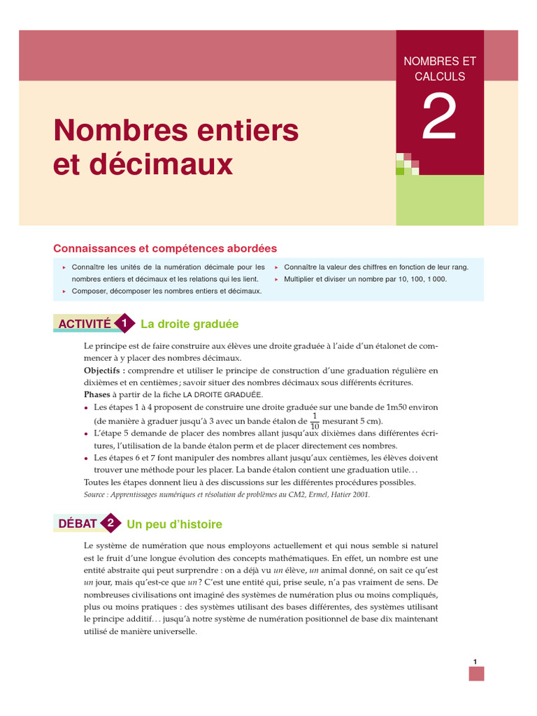 Nombres entiers et décimaux en mathématiques | PDF | Nombre | Décimal