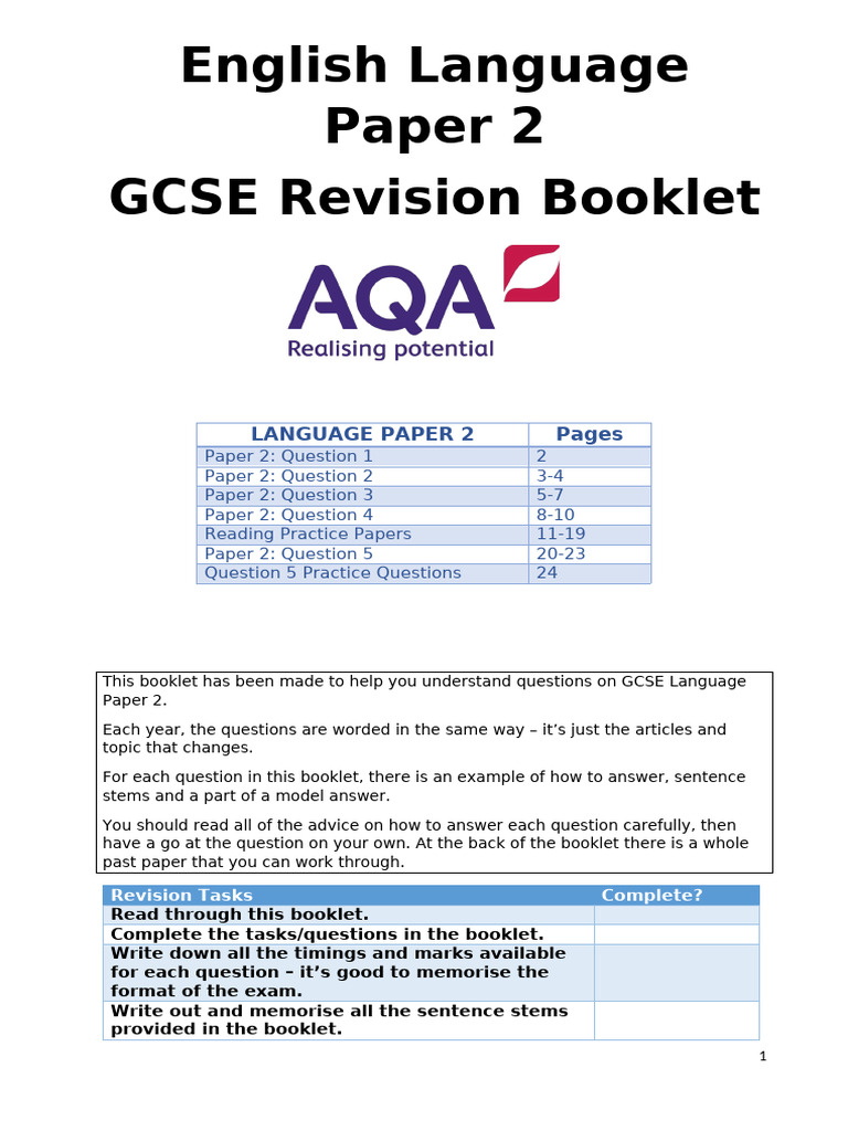 GCSE Language Paper 2 Revision Guide | PDF | Adverb | Prison