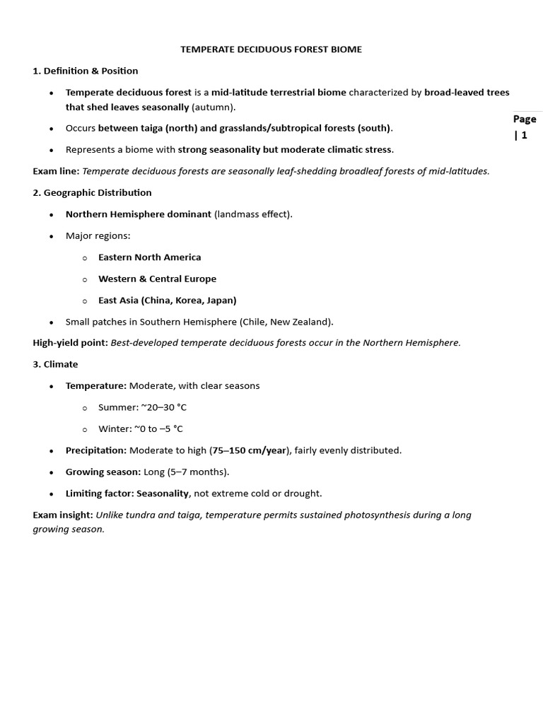 Temperate Deciduous Forest Biome | PDF | Forests | Primary Production