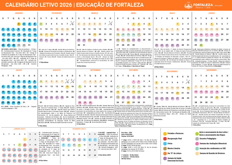 Calendário Letivo 2026 Fortaleza | PDF | Educação Infantil