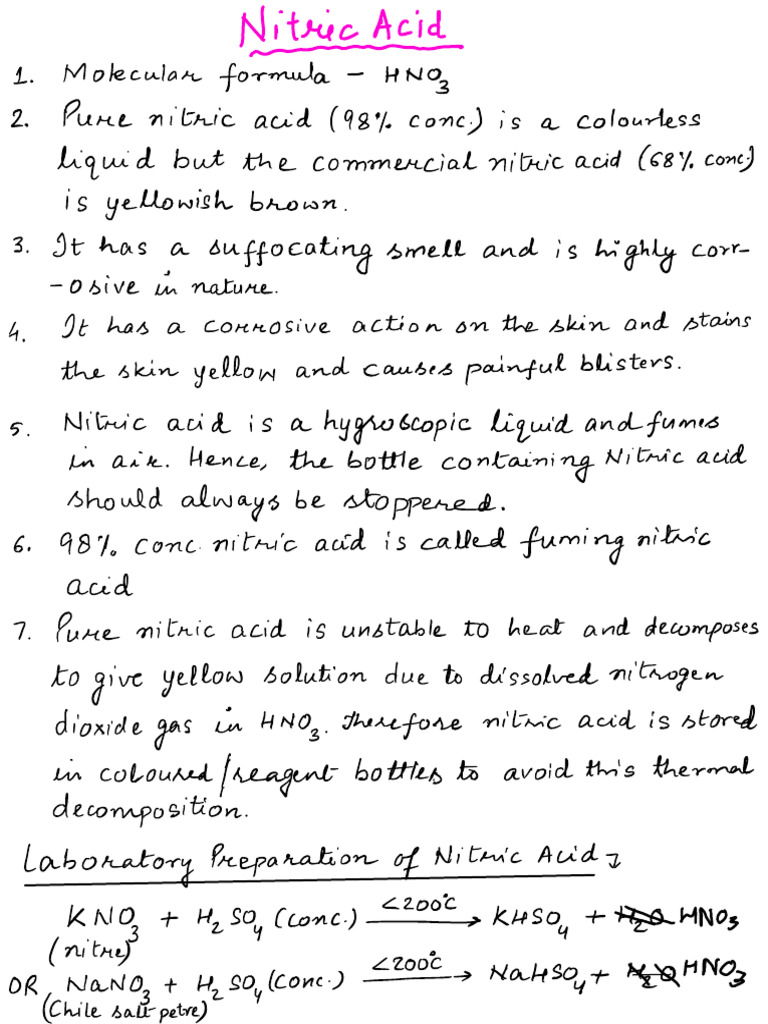 Notes of Nitric Acid | PDF