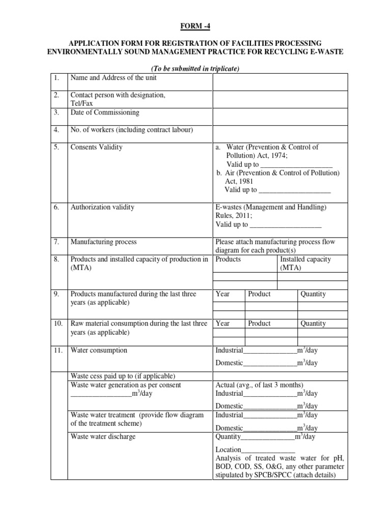 37 E Waste Recycling Registrationform | PDF | Waste | Electronic Waste