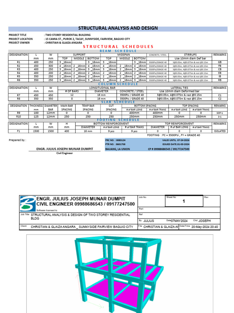 Two Storey Residential Building Design | PDF | Structural Load ...
