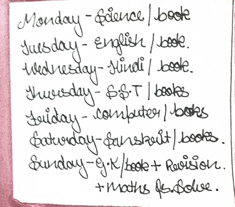 Important Time Table For Class 6 | PDF